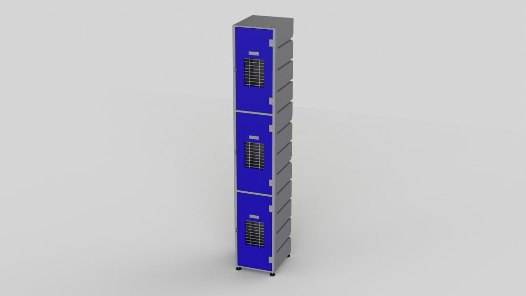 3 Tier Plastic Locker | Flat Top Mesh | Triple H Display