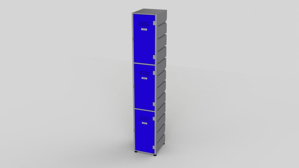 3 Tier Plastic Locker | Flat Top Solid | Triple H Display