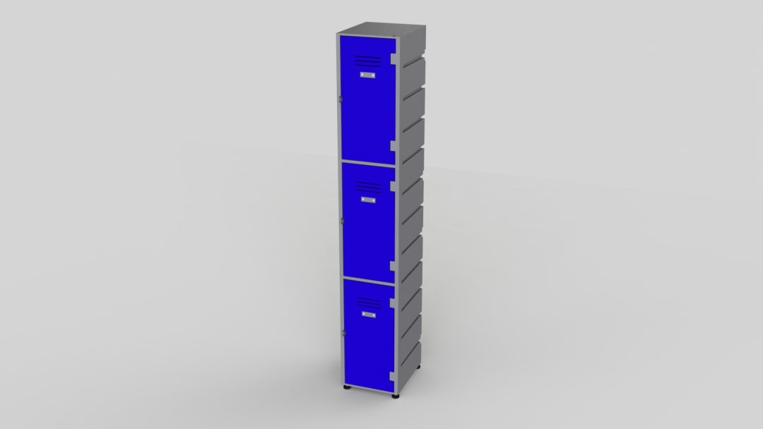 3 Tier Plastic Locker | Flat Top Solid | Triple H Display