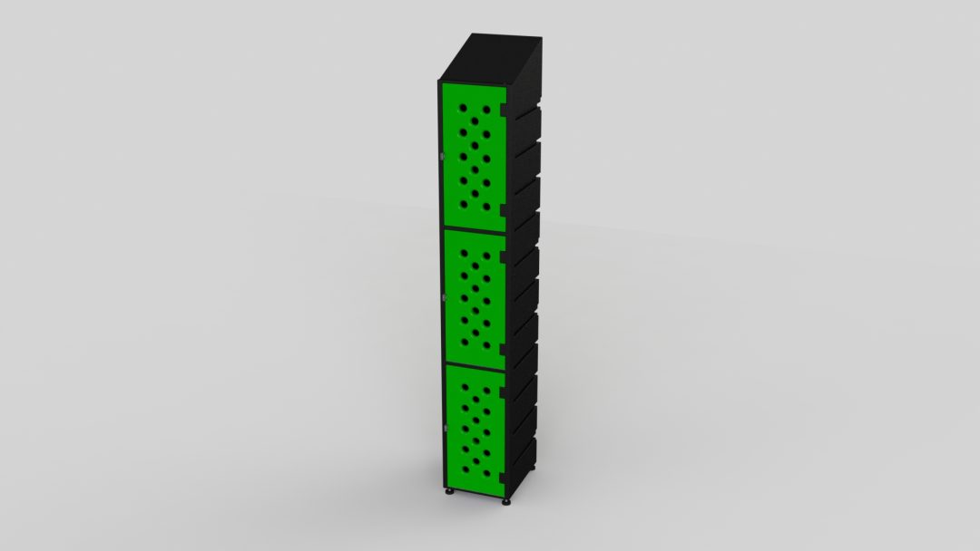 3 Tier Plastic Locker | Ecolite Green Mesh | Triple H Display