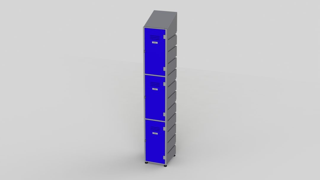 3 Tier Plastic Locker | Slant Top Solid | Triple H Display
