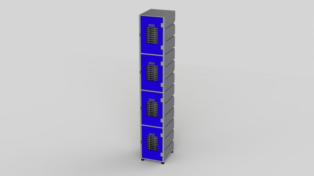 4 Tier Plastic Locker | Flat Top Mesh | Triple H Display