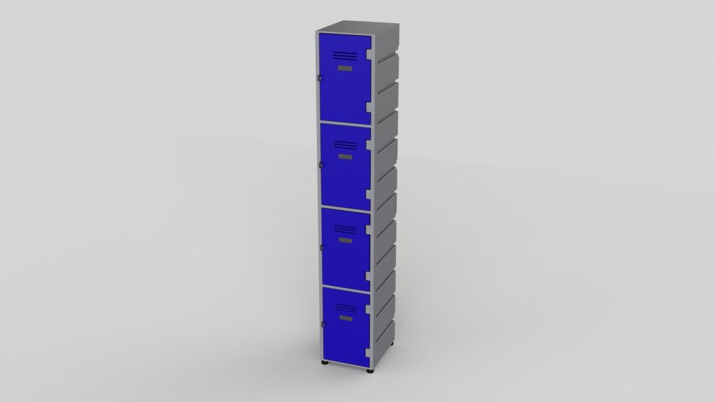 4 Tier Plastic Locker | Flat Top Solid | Triple H Display