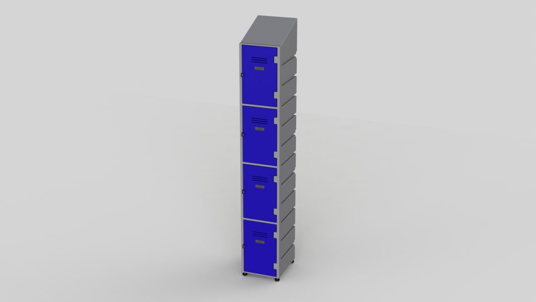 4 Tier Plastic Locker | Slant Top Solid | Triple H Display