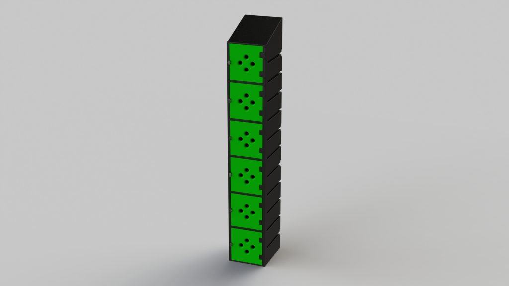 6 Tier Plastic Locker | Ecolite Green Mesh | Triple H Display